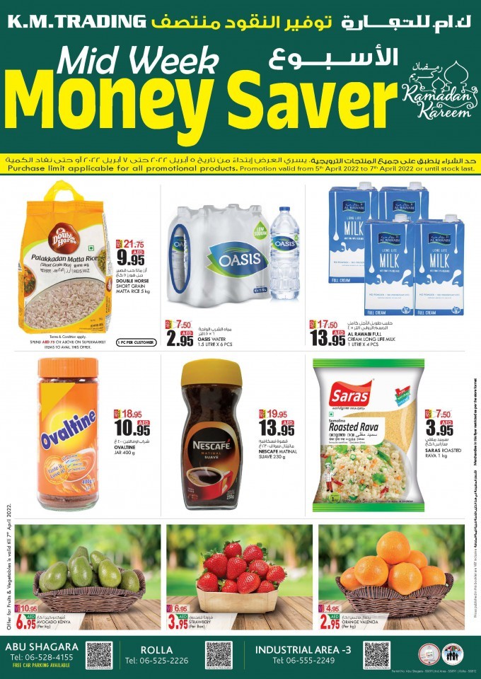 KM Trading Sharjah Midweek Money Saver 5-7 April 2022