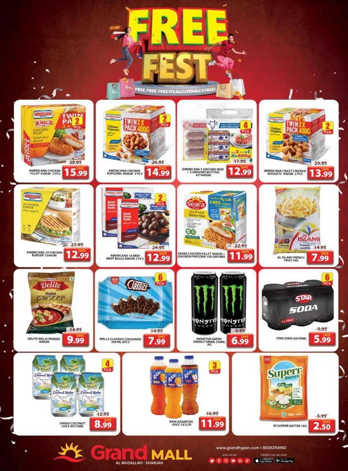 Grand Mall Free Fest Promotion Flyer | Sharjah Offers 2024