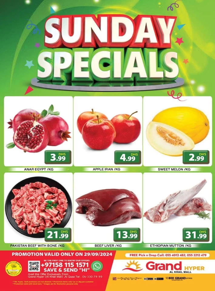 Grand Hyper Dubai Sunday Specials Deal 29 September 2024